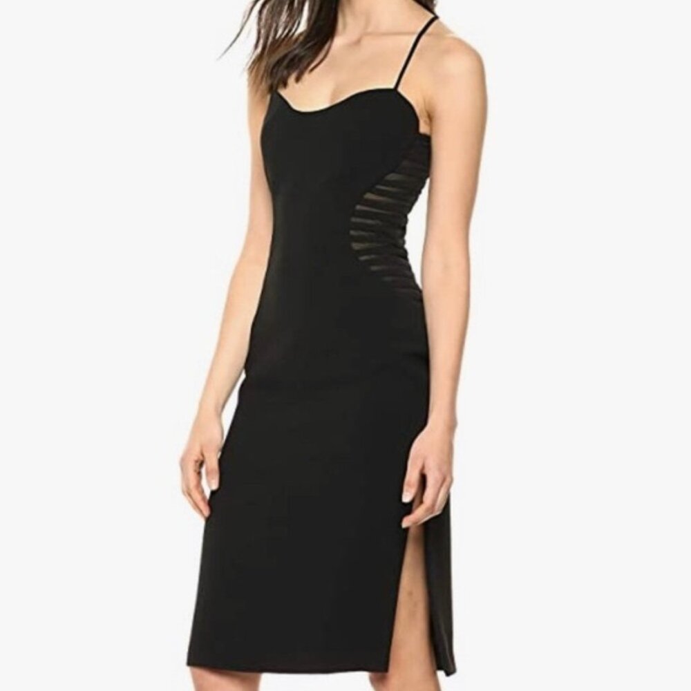 Halston Heritage Crepe Sheer Stripe Appliqu Dress In … - Gem
